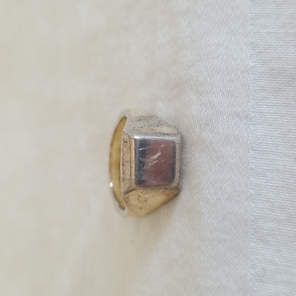 Vintage Sterling Silver Square Pinky Ring - Gem